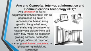 Ict lesson epp 4 aralin 9 pangangalap ng impormasyon gamit ang ict | PPTX