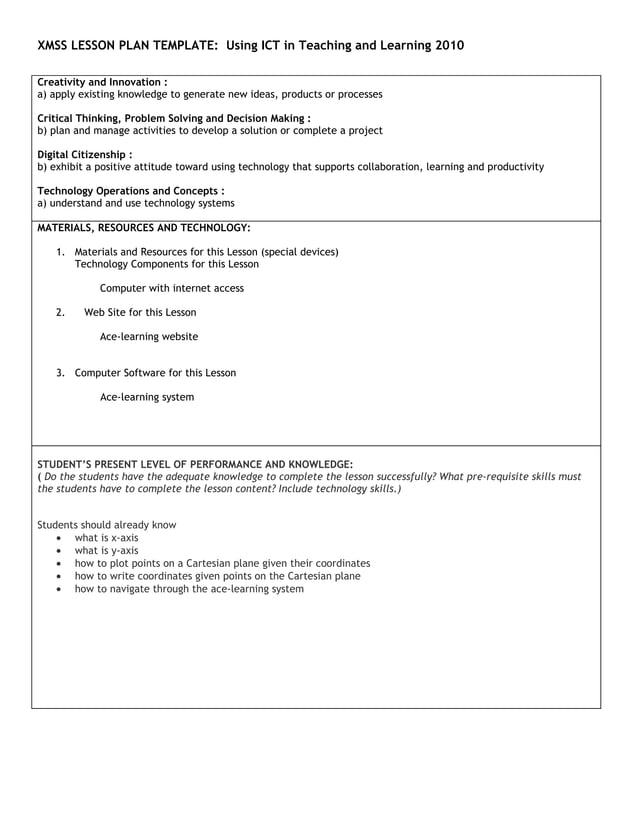 Ict lesson plan for sec 1 e (fuctions and graphs) | PDF