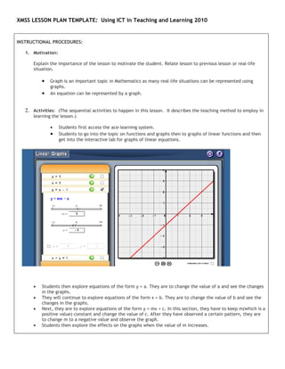 Ict lesson plan for sec 1 e (fuctions and graphs) | PDF
