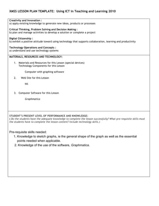 Ict lesson plan for sec 3 e (fuctions and graphs) | PDF