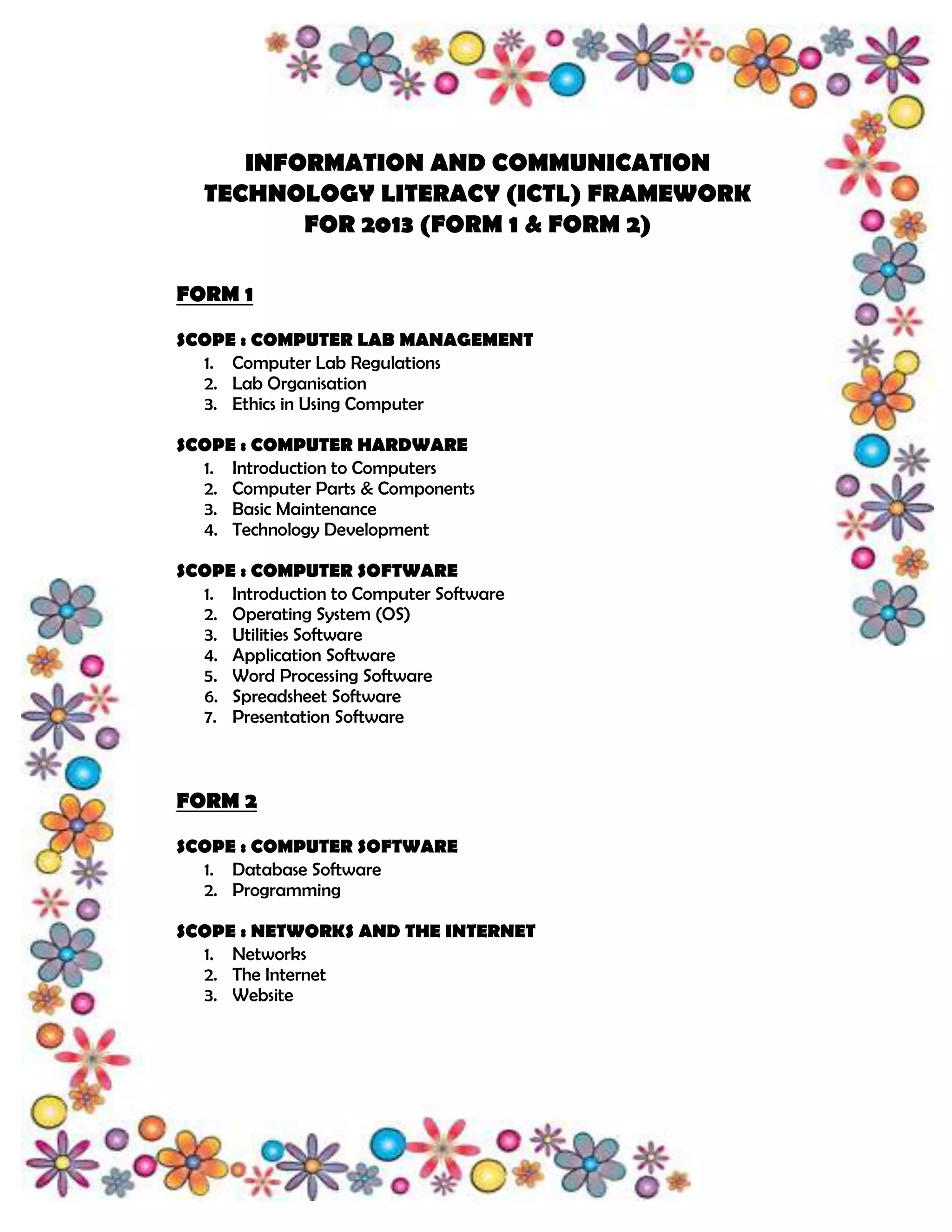 ICTL FRAMEWORK 2013 | DOC | Computing | Technology & Computing