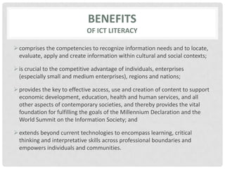 ICT Literacy Report and Plan | PPTX