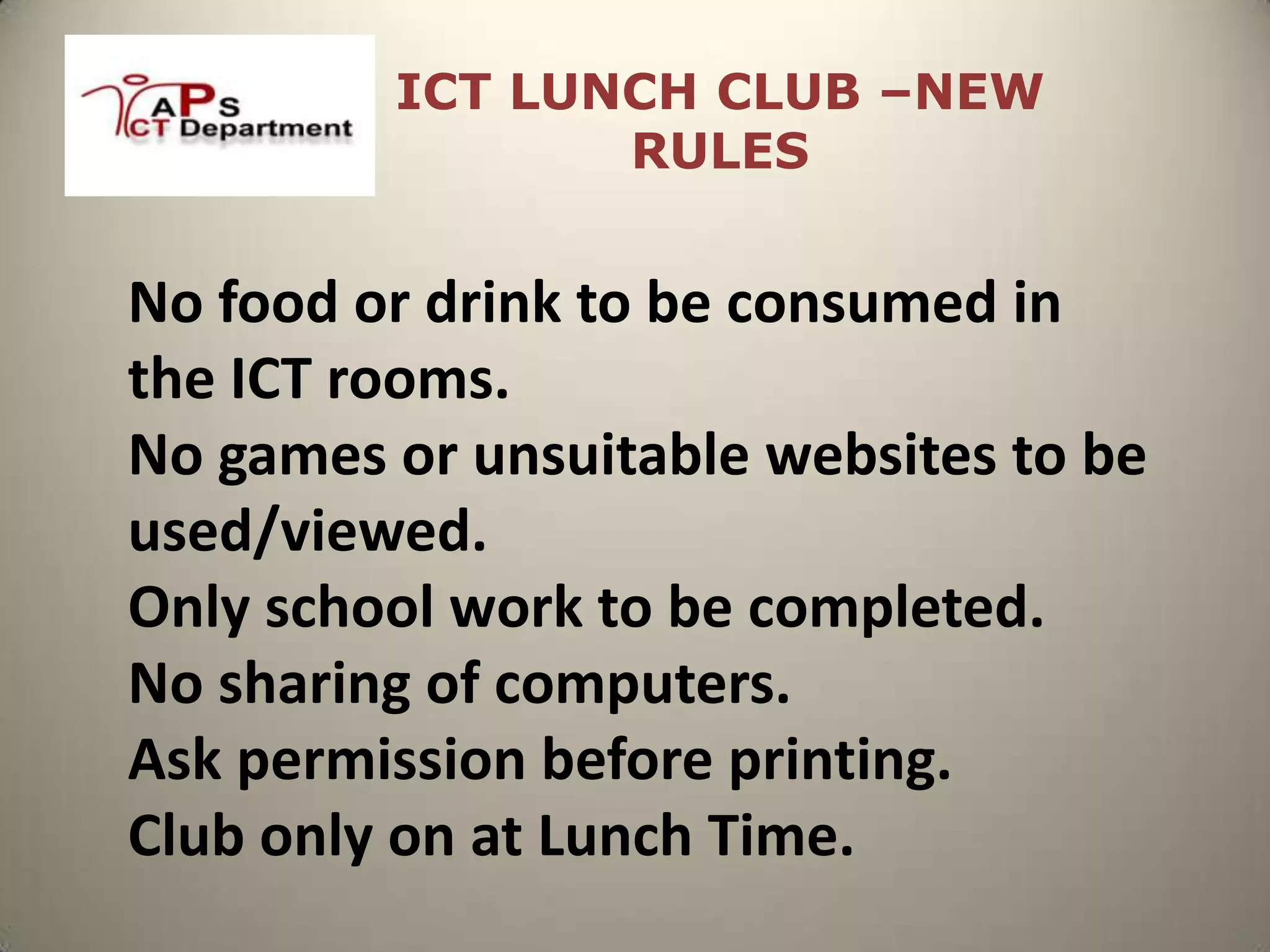 APS Lunch ICT Timetable | PPT