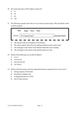 Ict mock exam paper 1 a combined | PDF