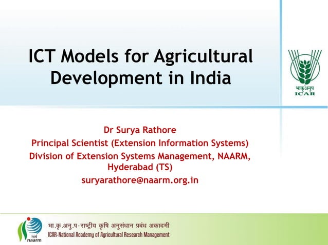 Ict models for agricultural development | PPT