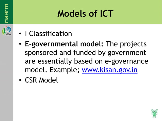 Ict models for agricultural development | PPT