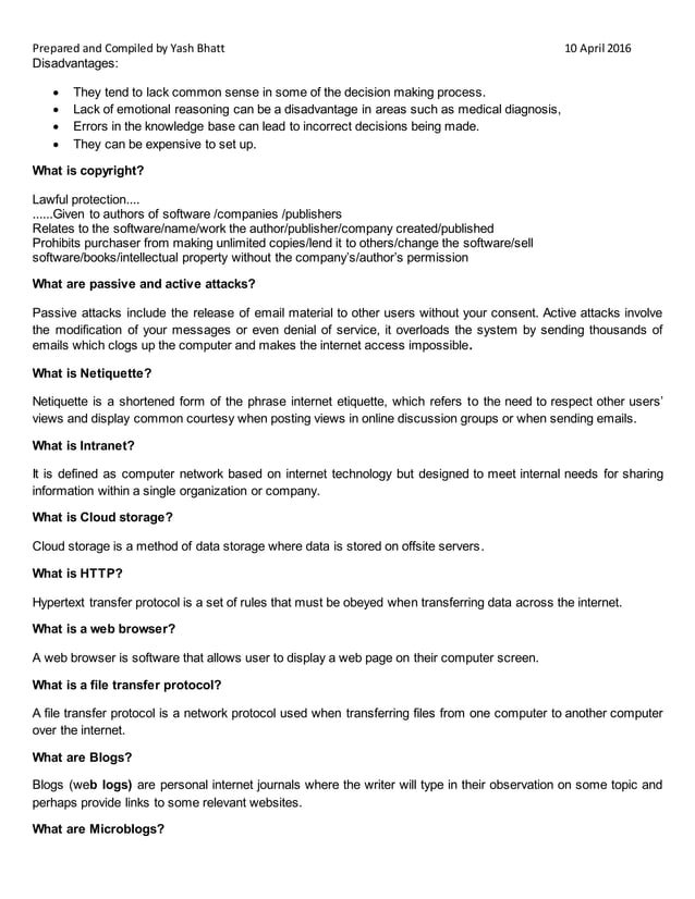 Cambridge IGCSE ICT Revision Notes Cambridge IGCSE ICT Revision Notes