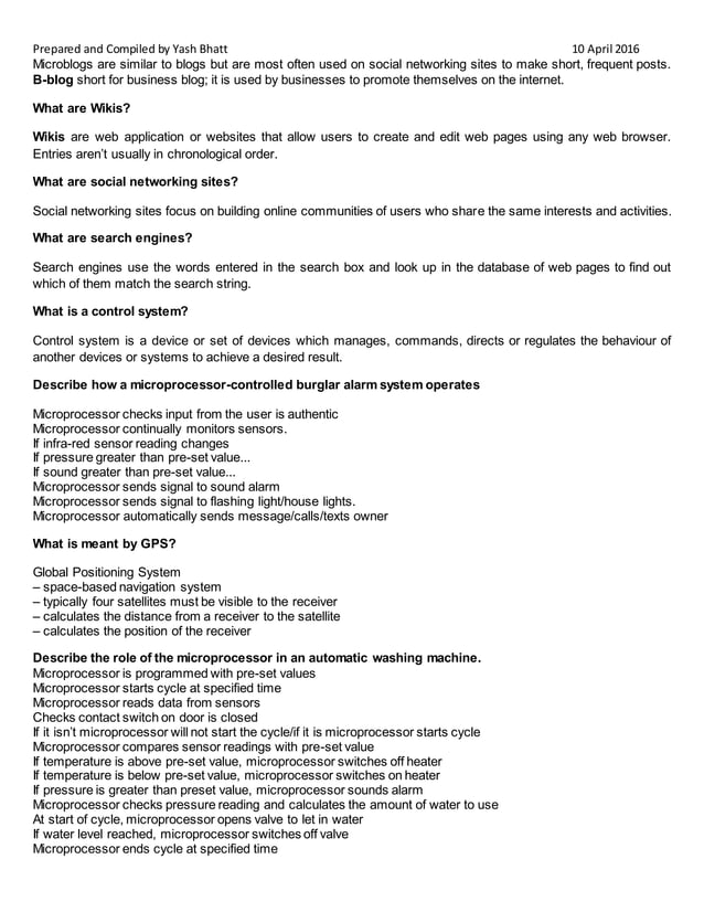Cambridge Igcse Ict Revision Notes 