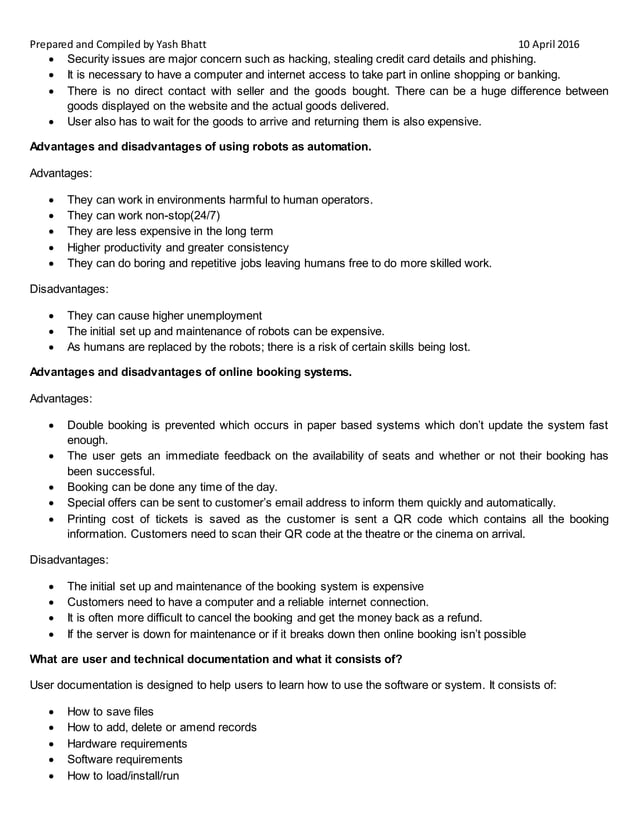 Cambridge IGCSE ICT Revision Notes