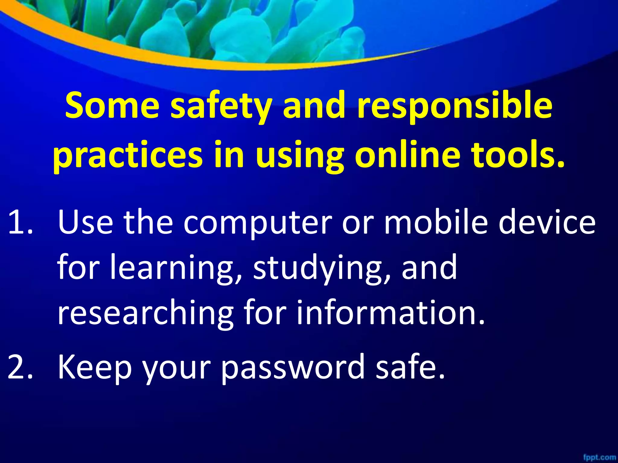 ICT online tools & Internet Safety | PPTX