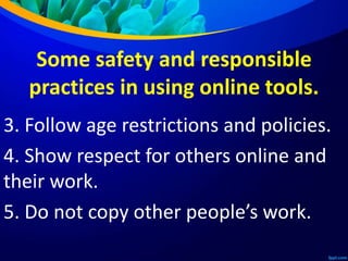 ICT online tools & Internet Safety | PPTX