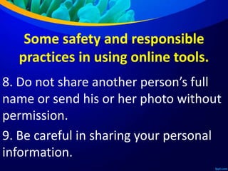 ICT online tools & Internet Safety | PPTX