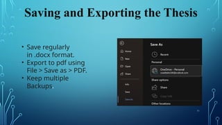 thesis writing using Microsoft word presentation | PPTX