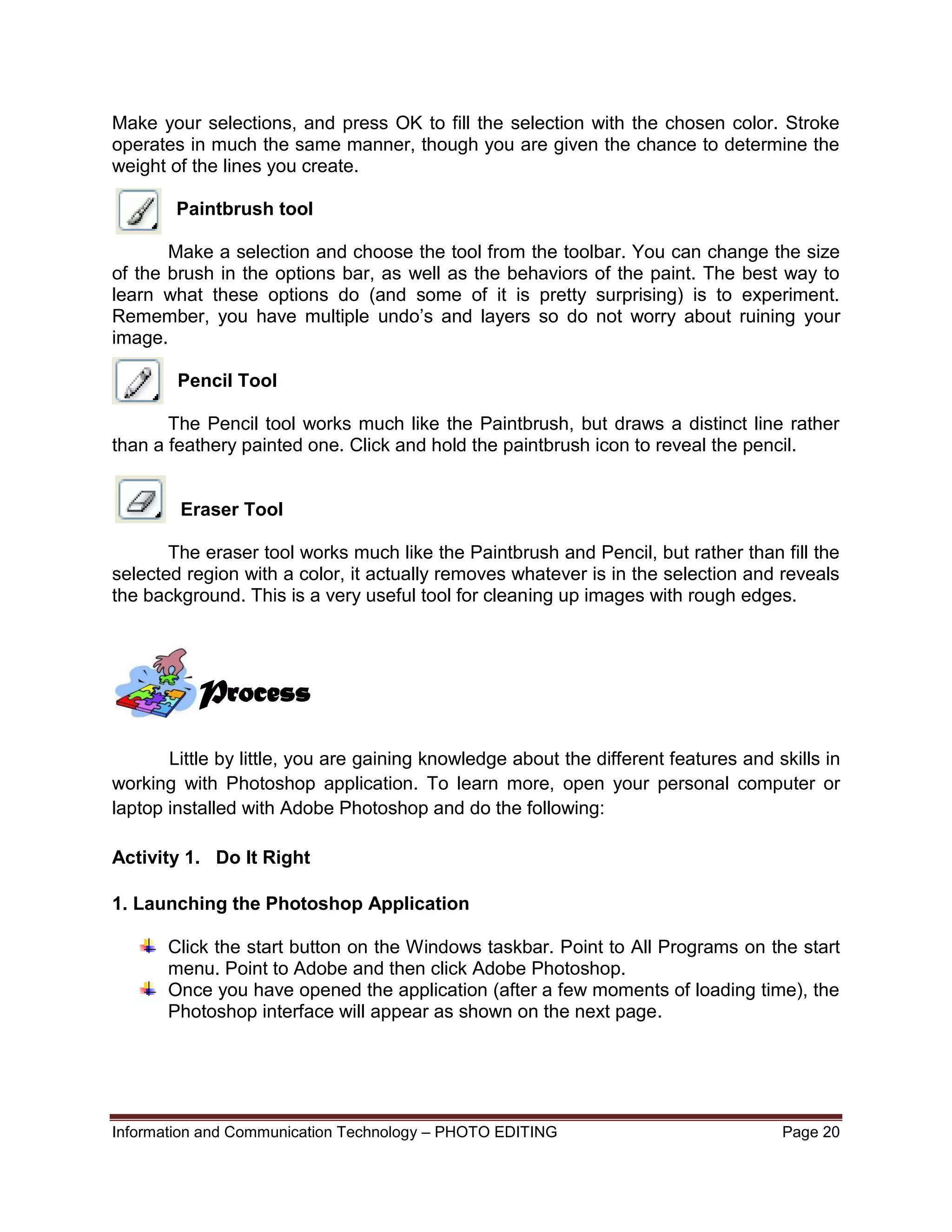 Grade 7 or Grade 8 ICT Photo Editing Learning Materials | PDF