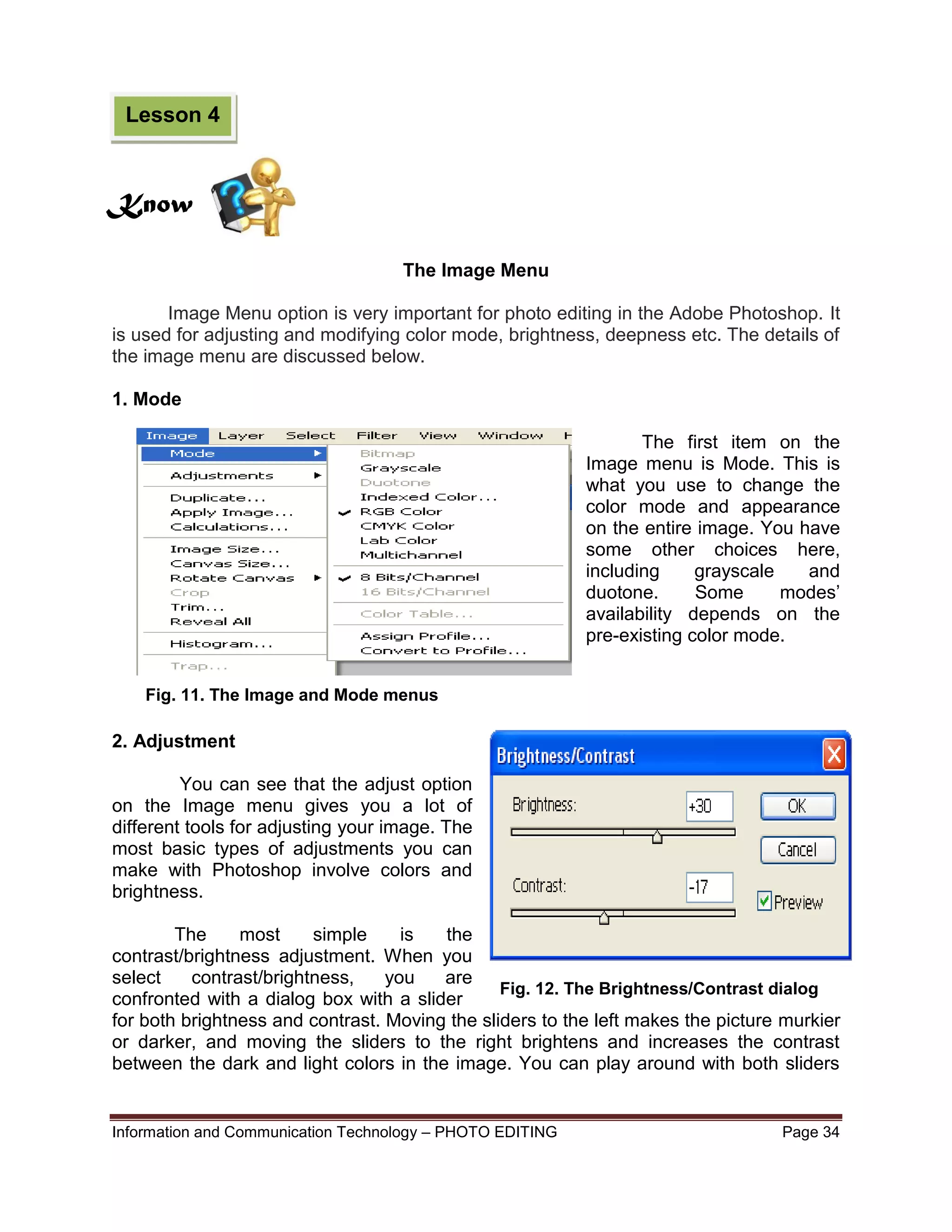 Grade 7 or Grade 8 ICT Photo Editing Learning Materials | PDF