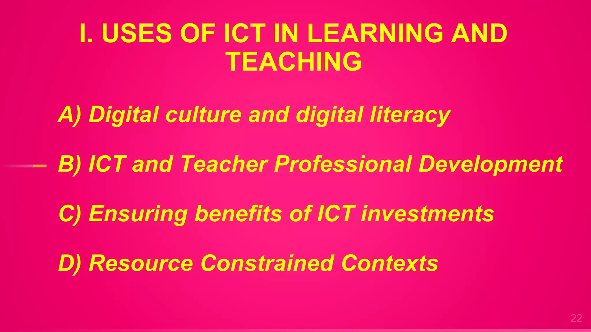 ICT POLICIES, ICT SAFETY ISSUES AND USES OF ICT IN TEACHING AND ...