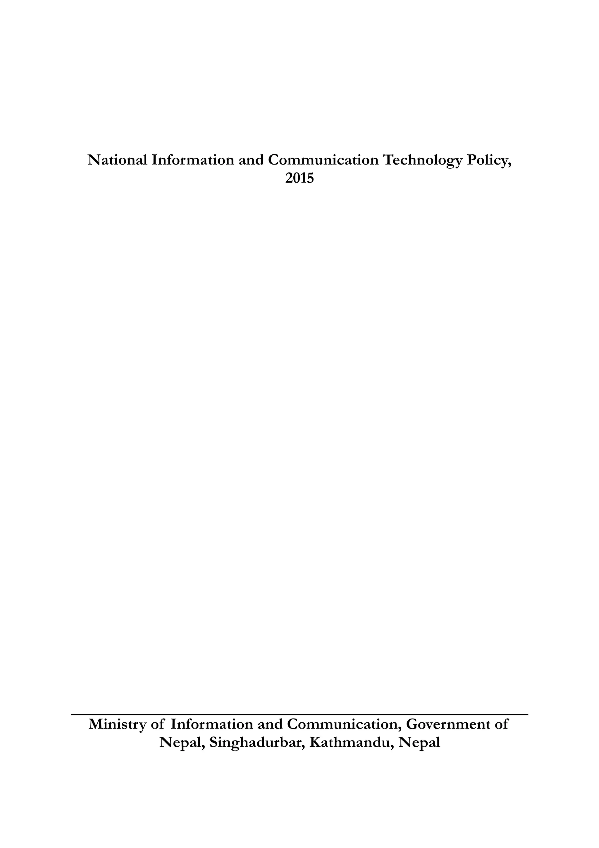 ICT Policy in Nepal | PDF