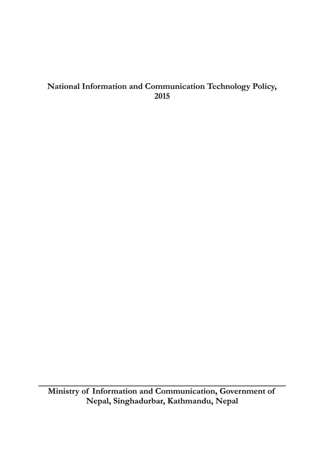ICT Policy in Nepal | PDF