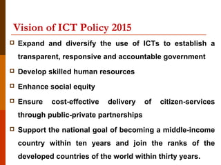 National ICT Policy of Bangladesh 20015 | PPT | Internet | Computing