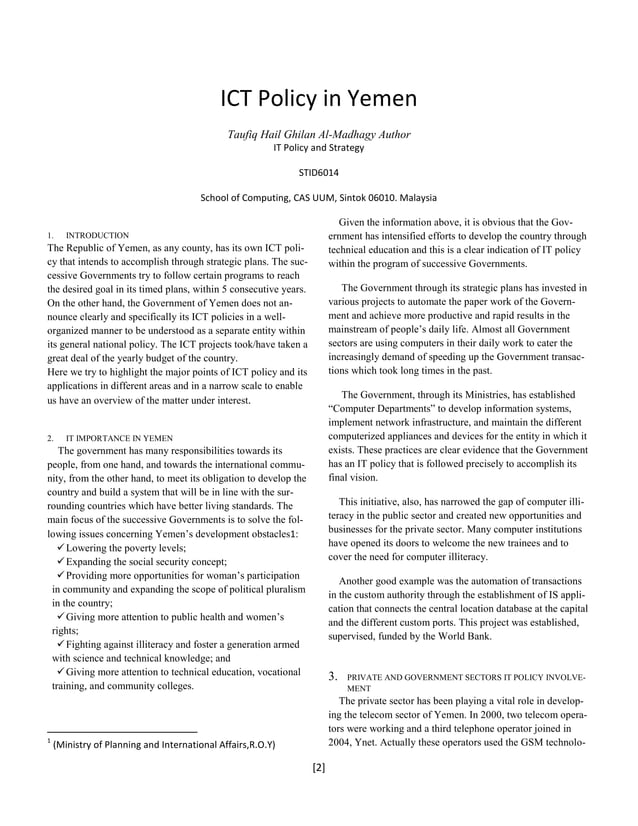 ICT policy development in yemen | PDF