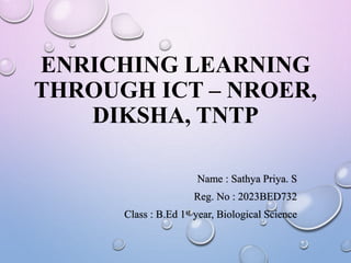 PPT on NROER, DIKSHA and TNTP | PPTX