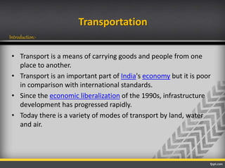 Transportation in India | PPTX