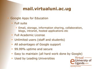 Virtual University of Uganda - ICT presentation | PDF