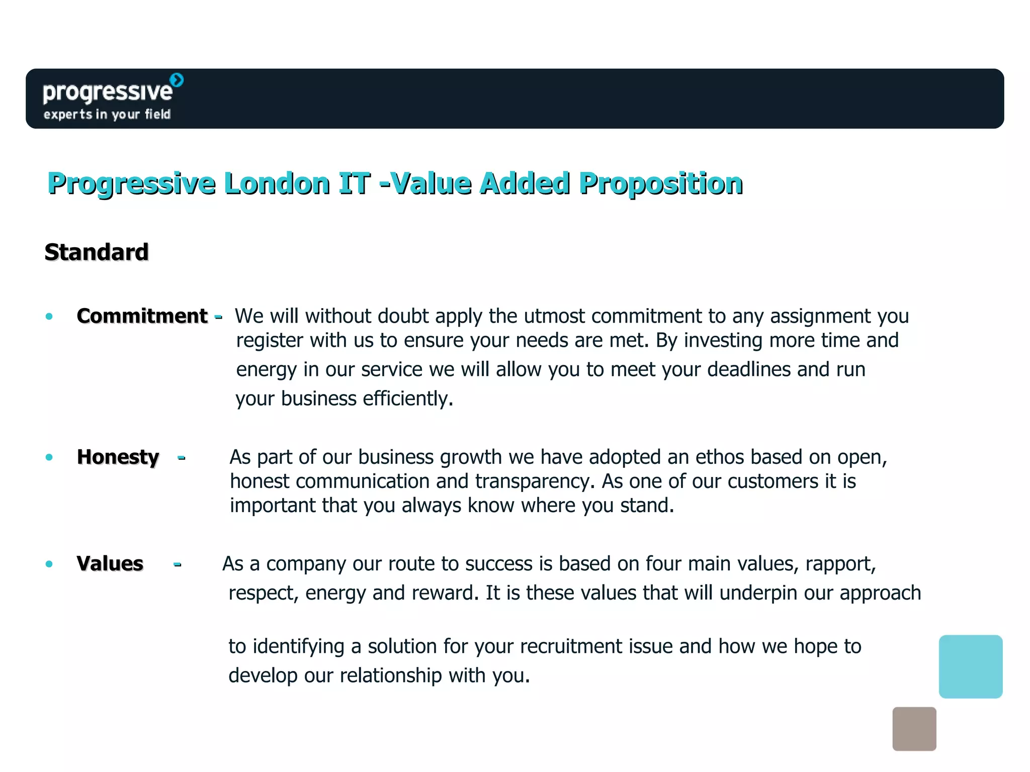 Progressive Recruitment Company Brochure | PPT