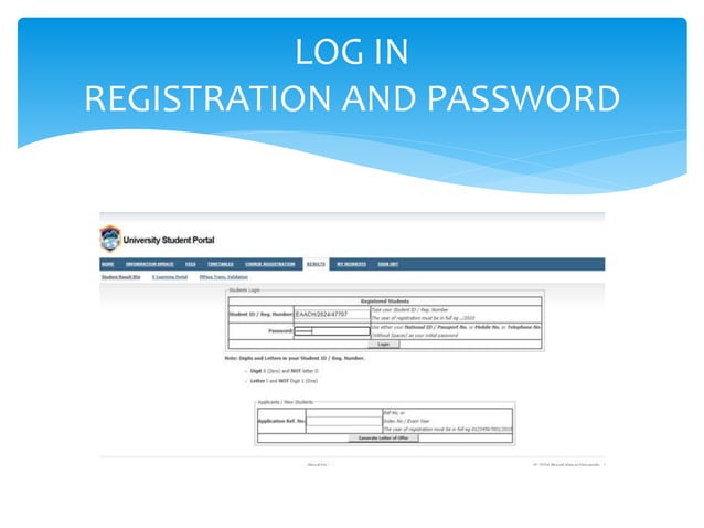 ICT PRESENTATION - LOGIN INTO STUDENT ACCOUN | PPT