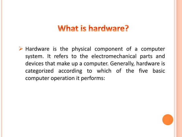 ICT, Basic of Computer, Hardware, Various parts of computer hardware ...