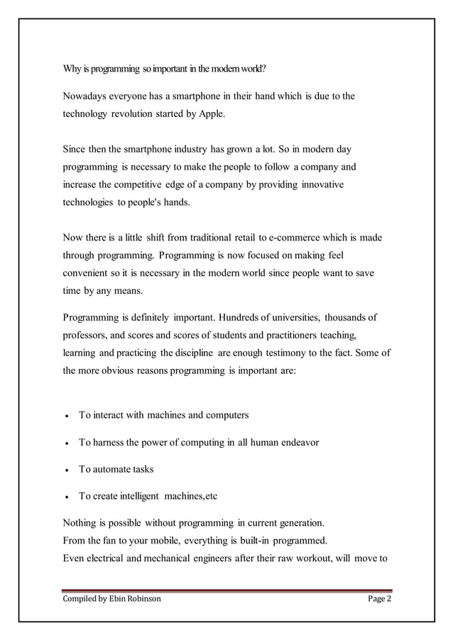 ICT, Importance of programming and programming languages | PDF ICT, Importance of programming and programming languages | PDF