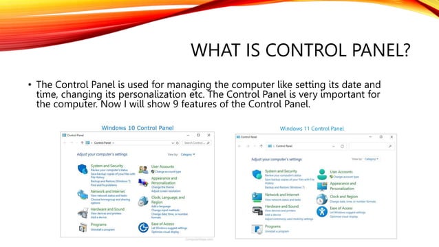 Features of Control Panel | PPTX