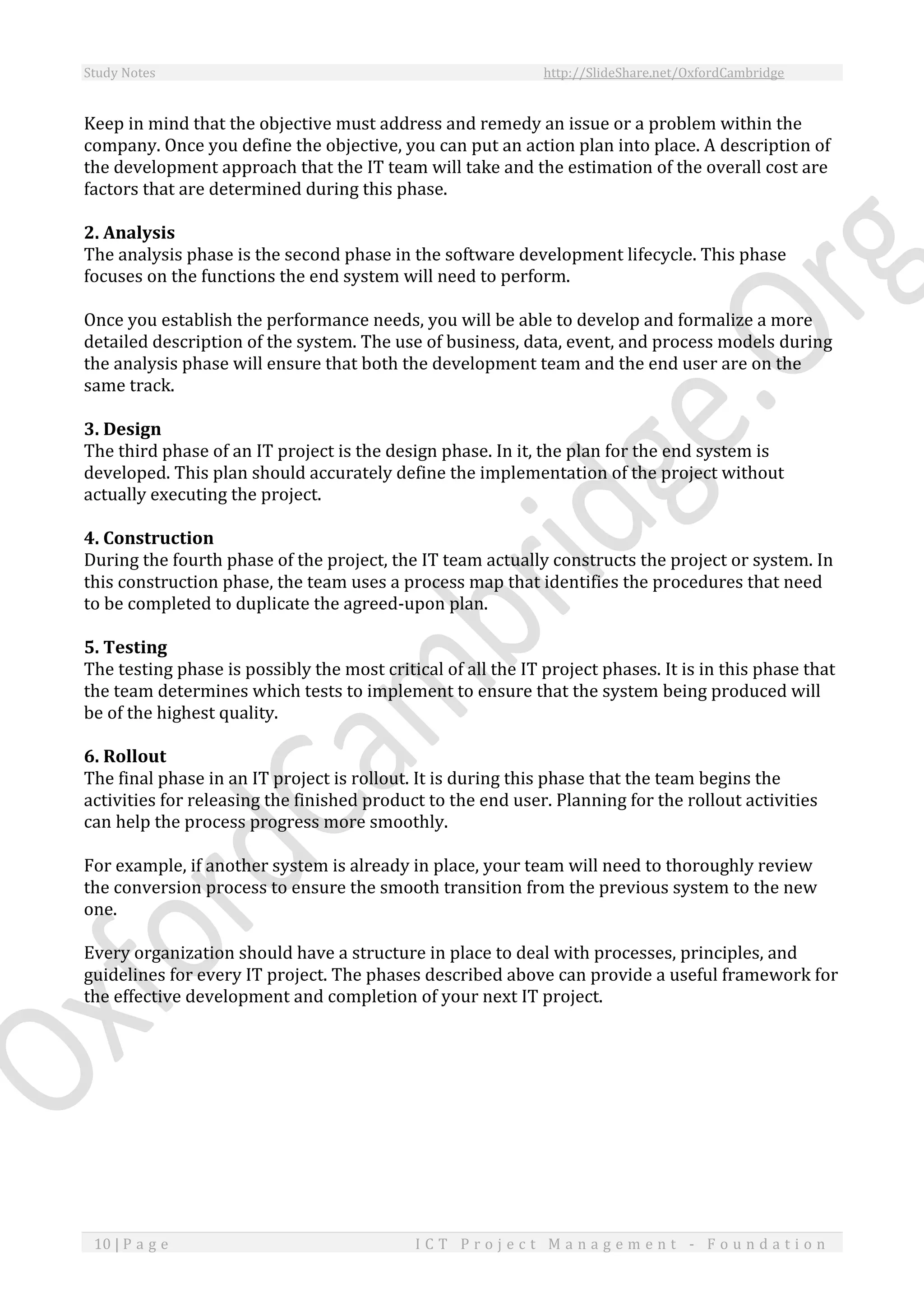 IT Project Management - Study Notes | PDF