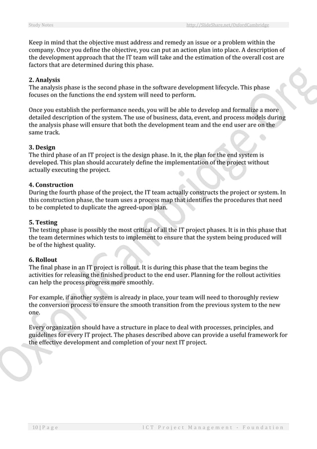 IT Project Management - Study Notes | PDF