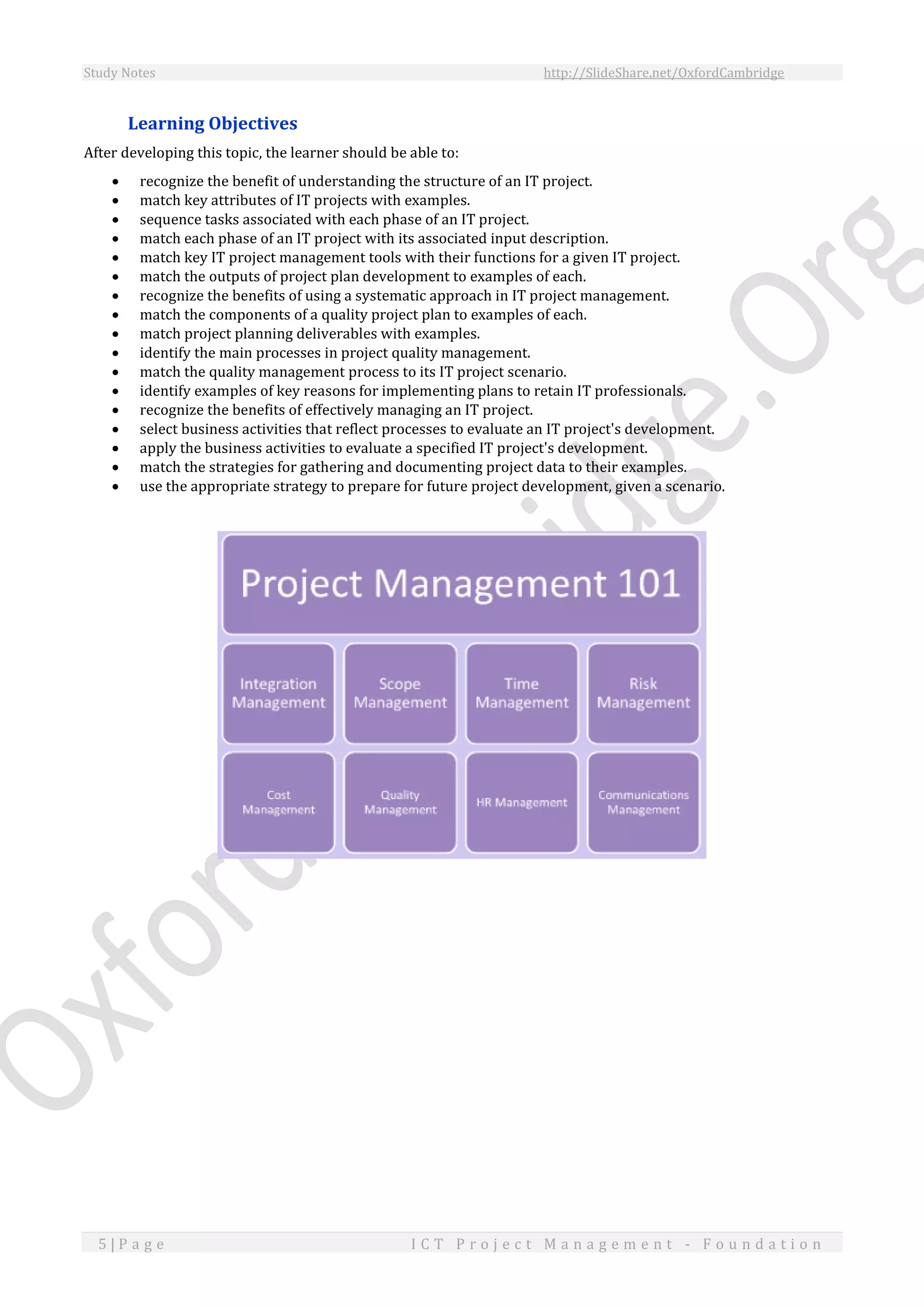 ICT Project Management - Study Notes | PDF