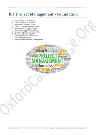 ICT Project Management - Study Notes | PDF