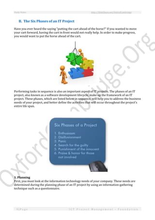 ICT Project Management - Study Notes | PDF