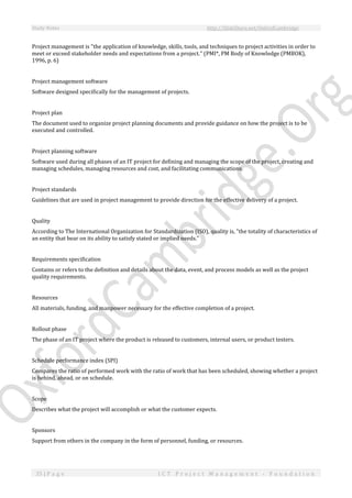 ICT Project Management - Study Notes | PDF