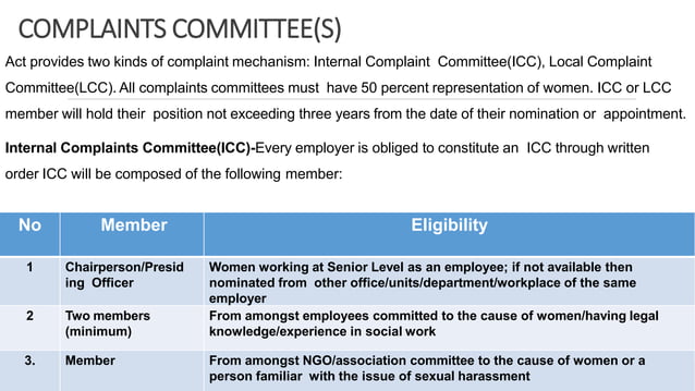 POSH TRAINING FOR IC MEMBERS | PPT | Free Download