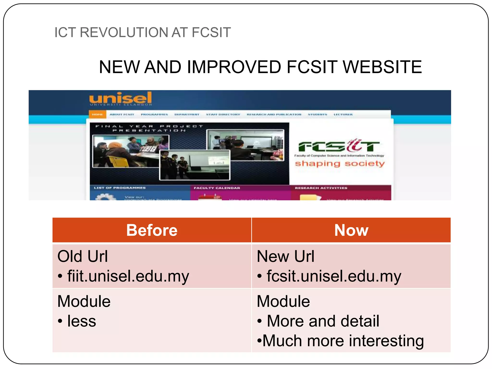 Ict revolution at fcsit | PPTX