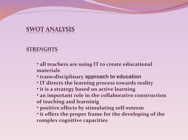SWOT Analysis on the Use of ICT - Romania | PPT