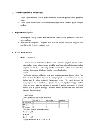 RPP PROLIN BERBASIS ICT | DOCX