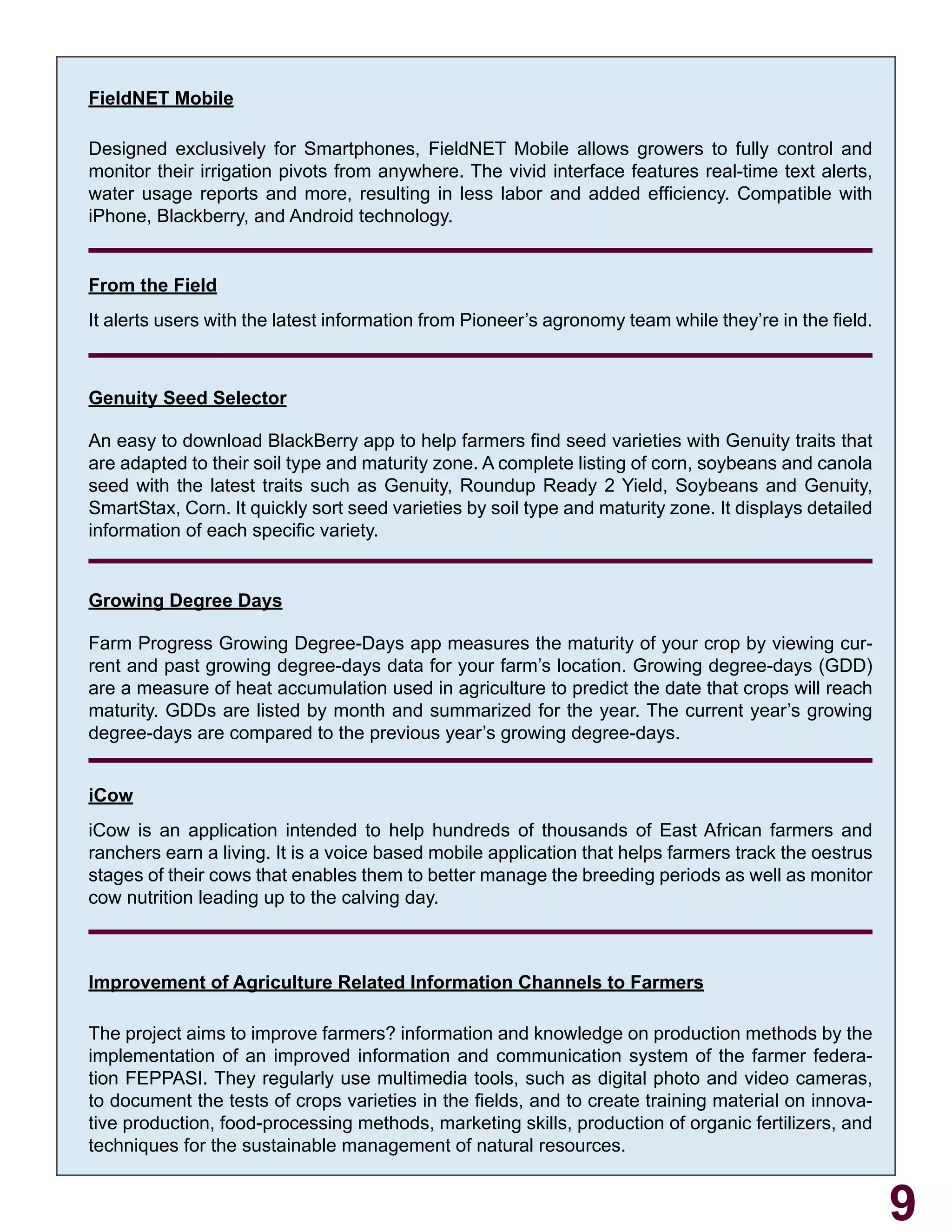 ICTs along the agriculture value chain | PDF
