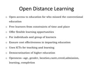 ICTs for Teaching and Learning in ODL – A Study | PPTX