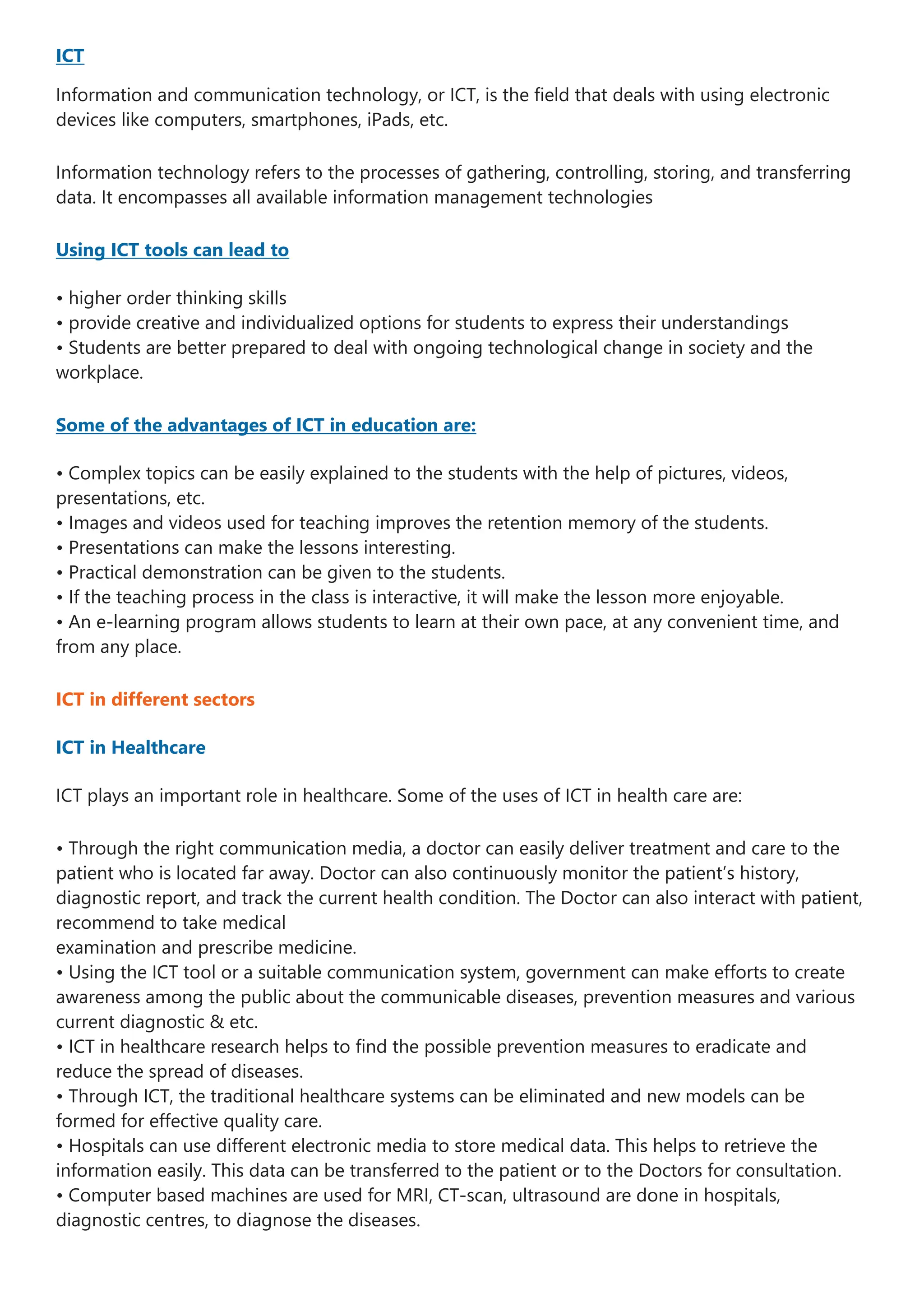 ICT skills notes class 9.pdf it helps in information technology | PDF