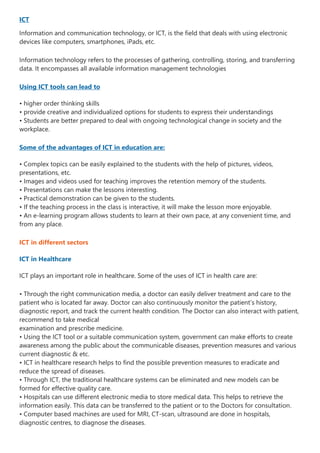 ICT skills notes class 9.pdf it helps in information technology | PDF