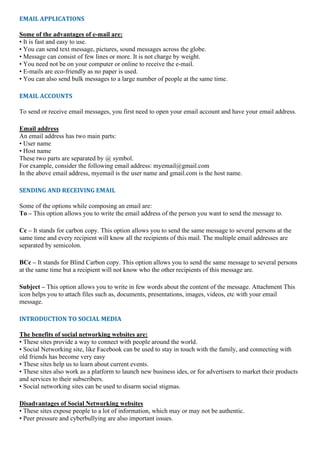 ICT skills notes class 9.pdf it helps in information technology | PDF