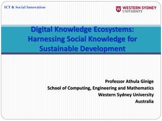 ICT & Amp; Social Innovation - Athula Ginige | PDF