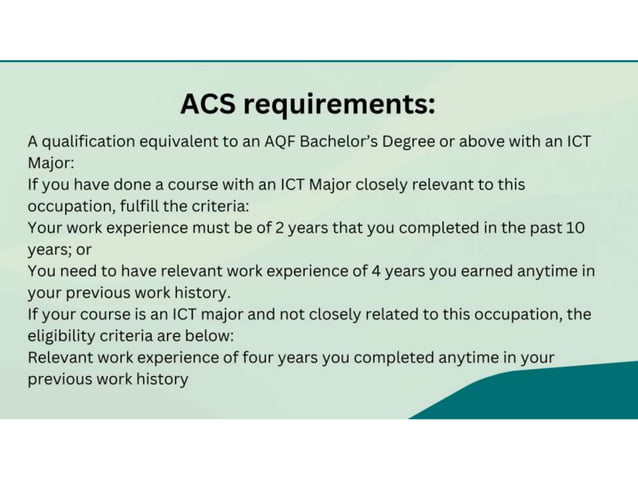 ICT Systems Test Engineer 263213 ACS Requirements | PPT