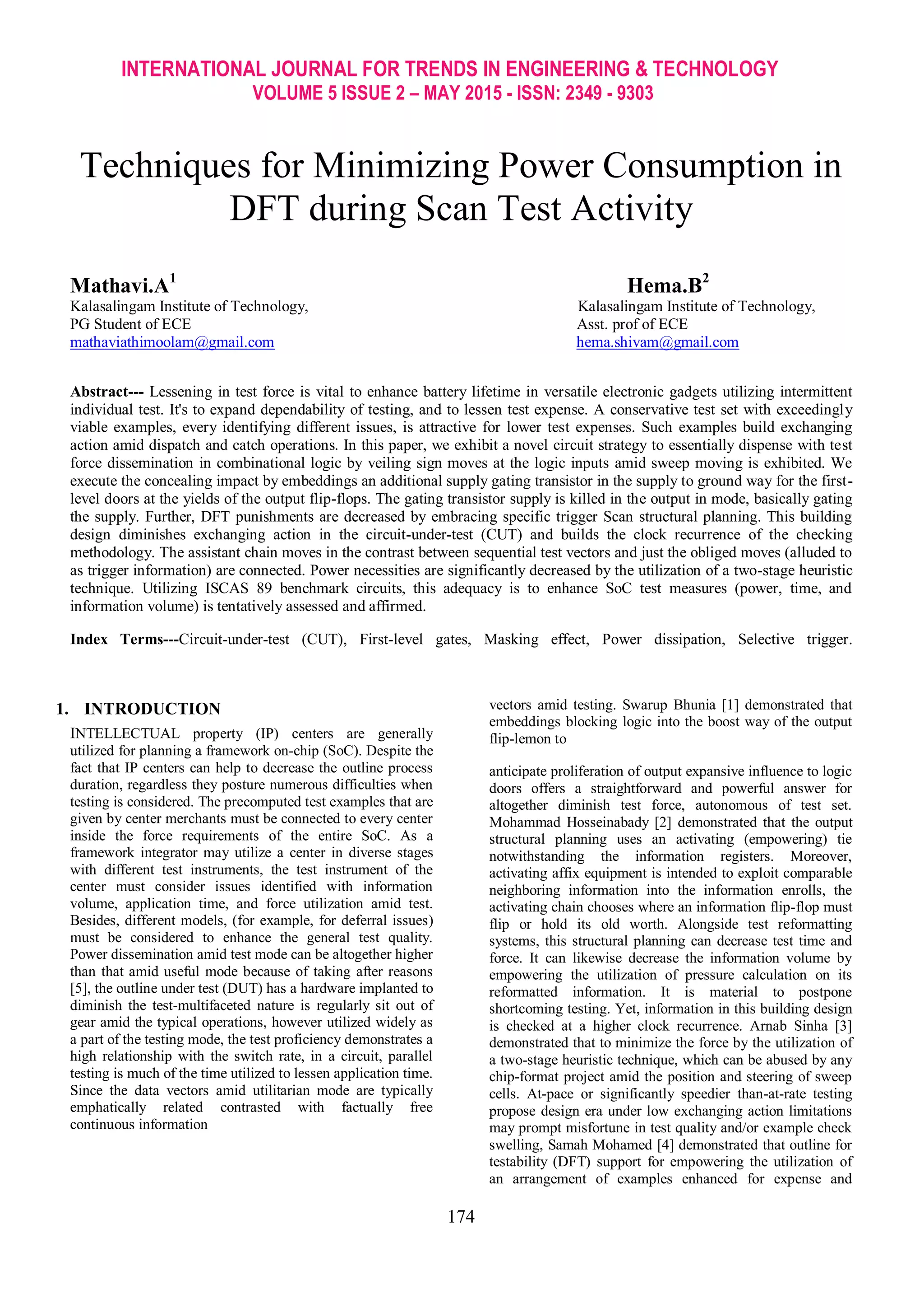 Techniques for Minimizing Power Consumption in DFT during Scan Test ...
